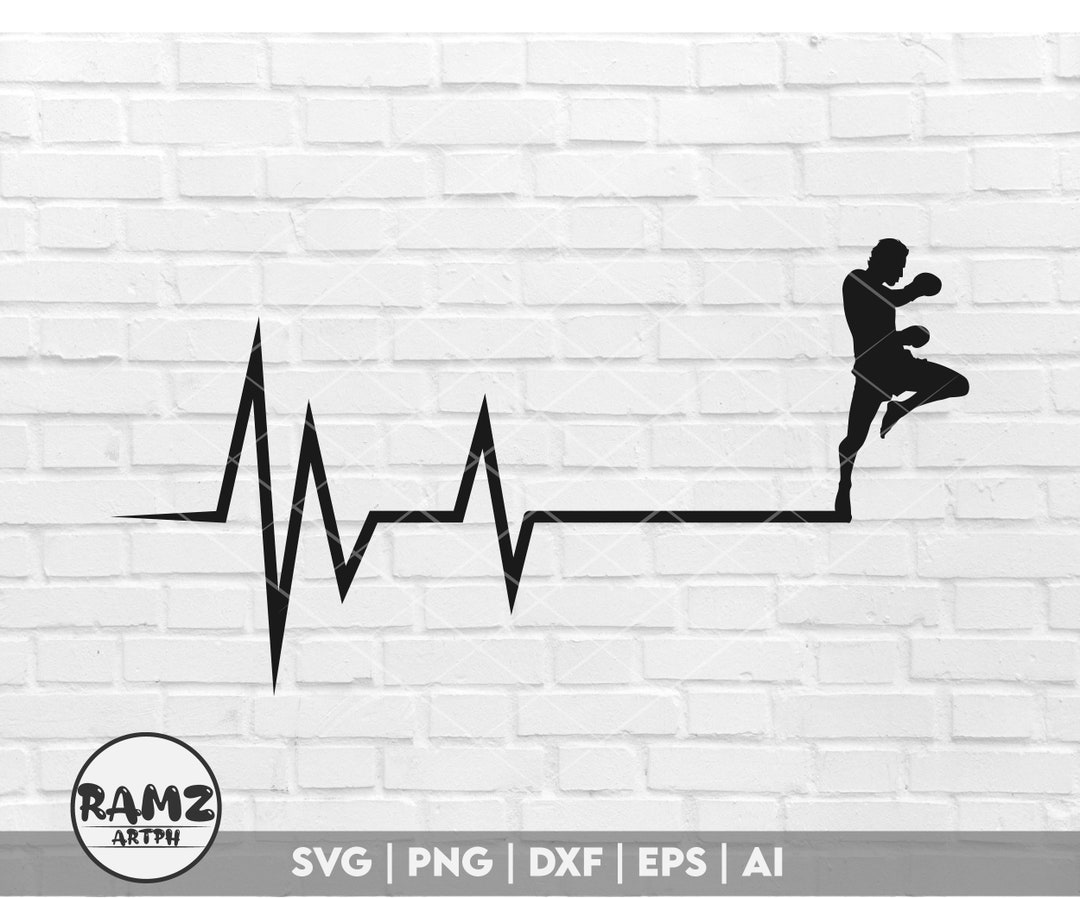 Kick Boxing SVG Heartbeat - Kickboxing Svg, Boxing Svg, Mma Svg ...