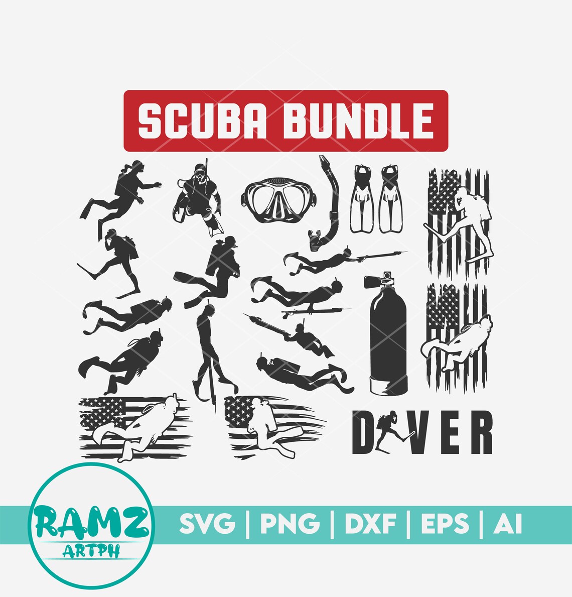 Scuba SVG File Bundle - Scuba Svg, Scuba Diving Svg, Diving Svg, Diver ...