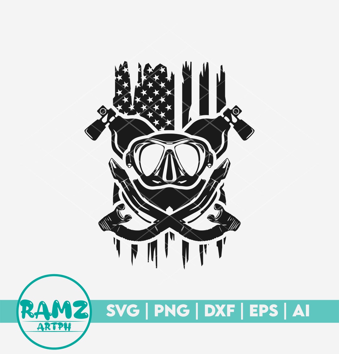 Scuba SVG US Flag Scuba Gear - Scuba Diving Svg, Diver Svg, Snorkeling ...