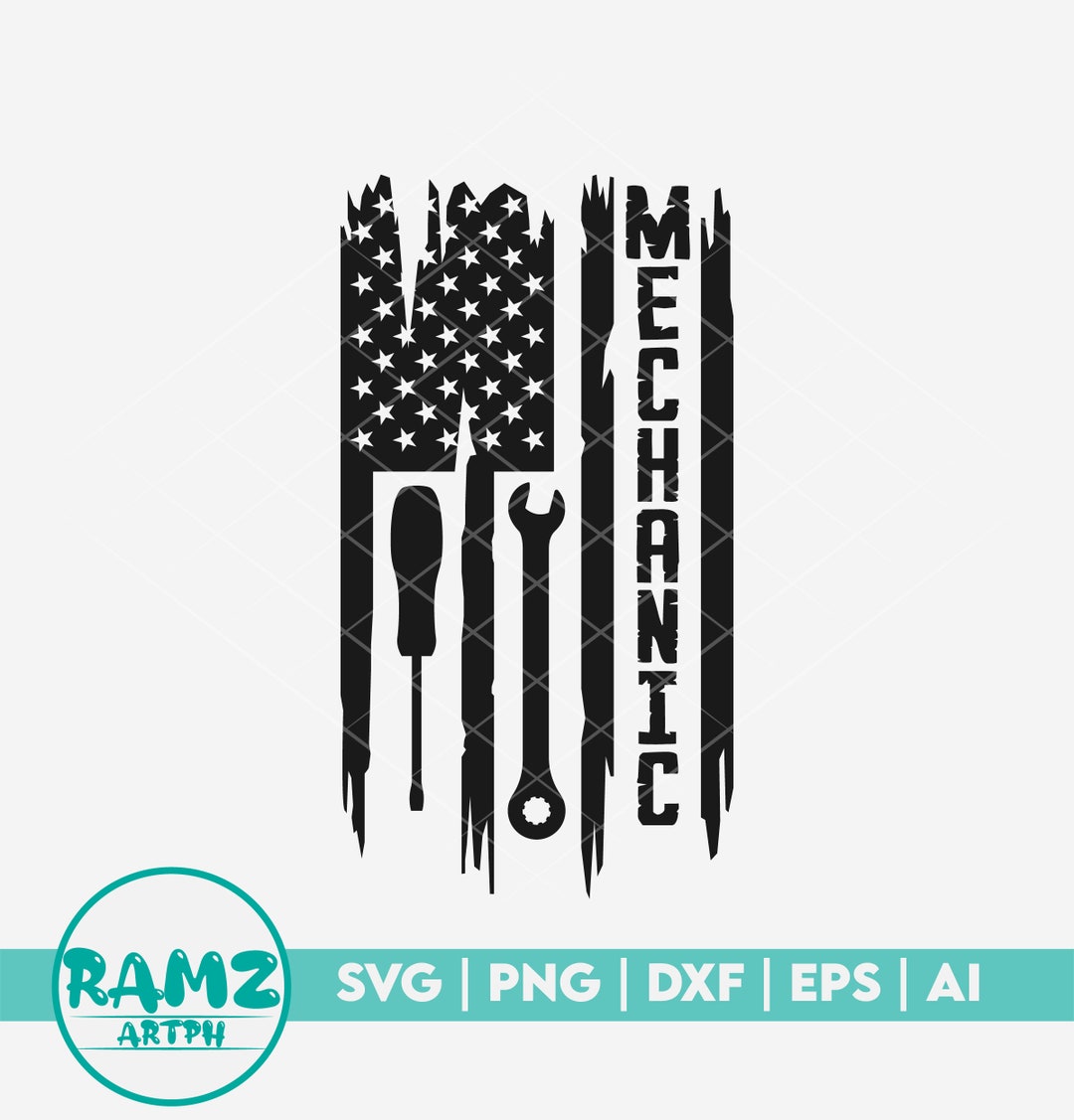 Mechanic SVG File Us Flag - Mechanic Svg, Wrench Svg, Patriotic ...