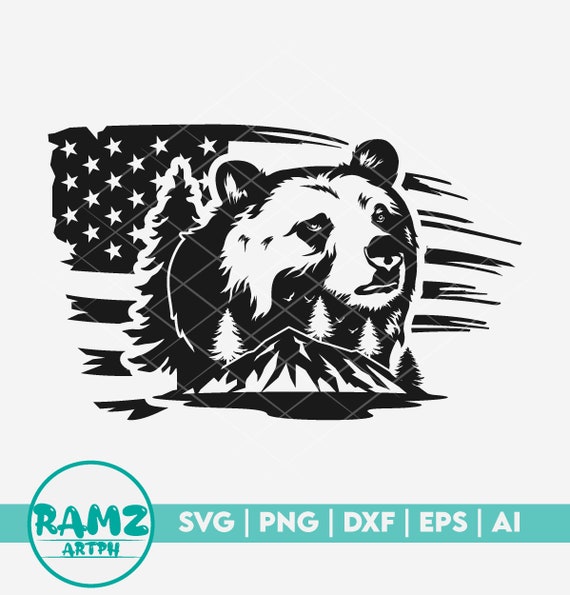 Bear SVG File US Flag Natures Bear Svg Papa Bear Svg Baby | Etsy