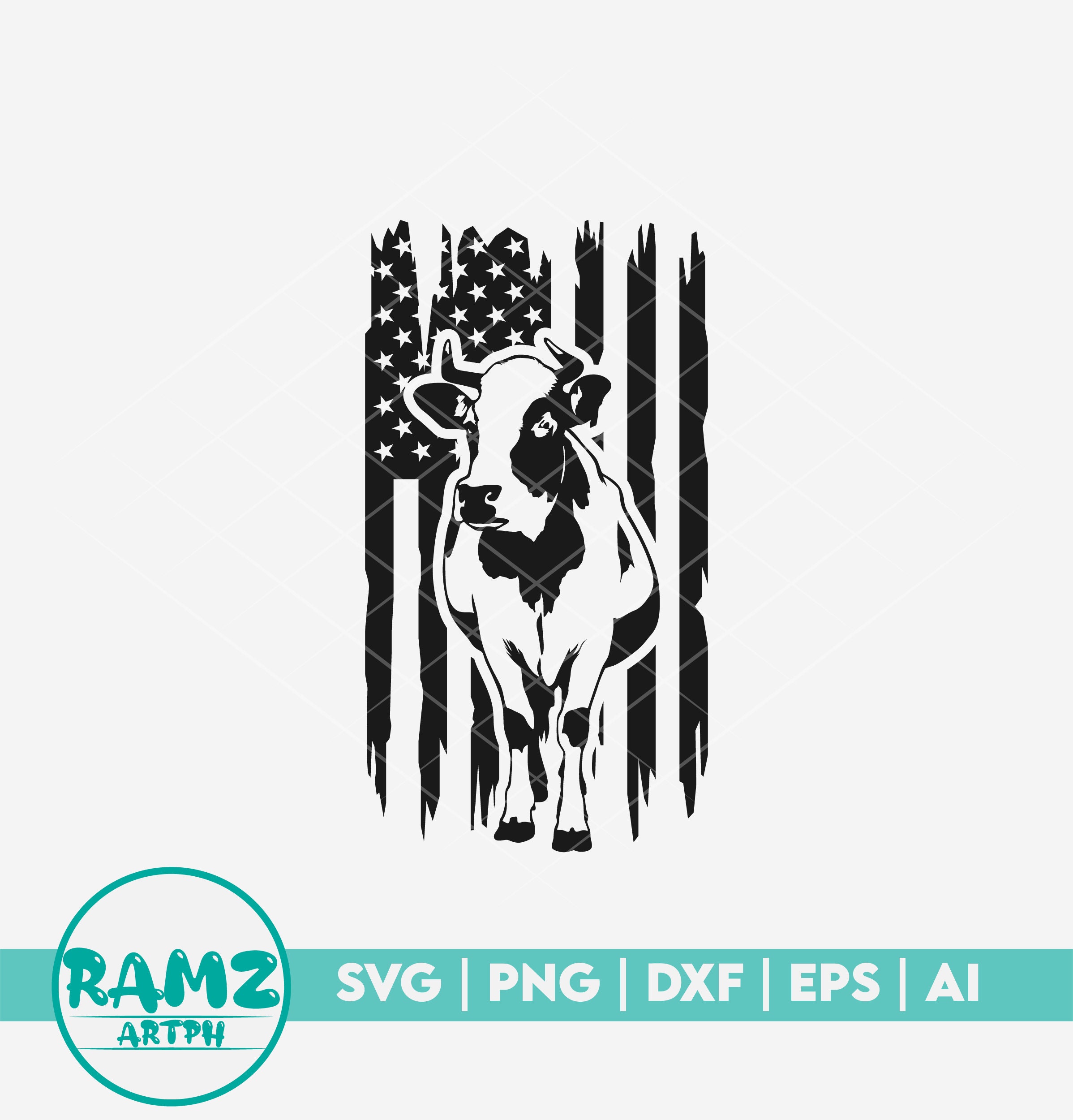 US Flag Cow SVG File Cow Portrait Cow Svg Heifer Svg Farm - Etsy