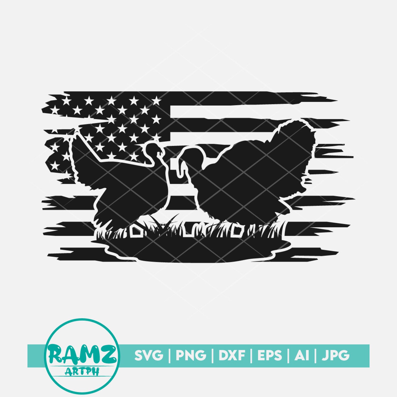 Turkey Hunting SVG File Us Flag - Turkey Svg, Hunting Svg, Turkey ...