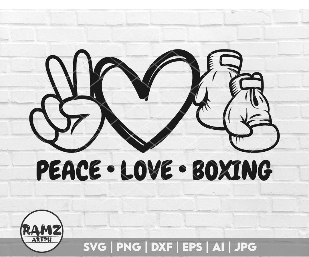 Peace Love Boxing Svg, Boxing SVG, Boxing Love Svg, Boxing Gloves Svg ...