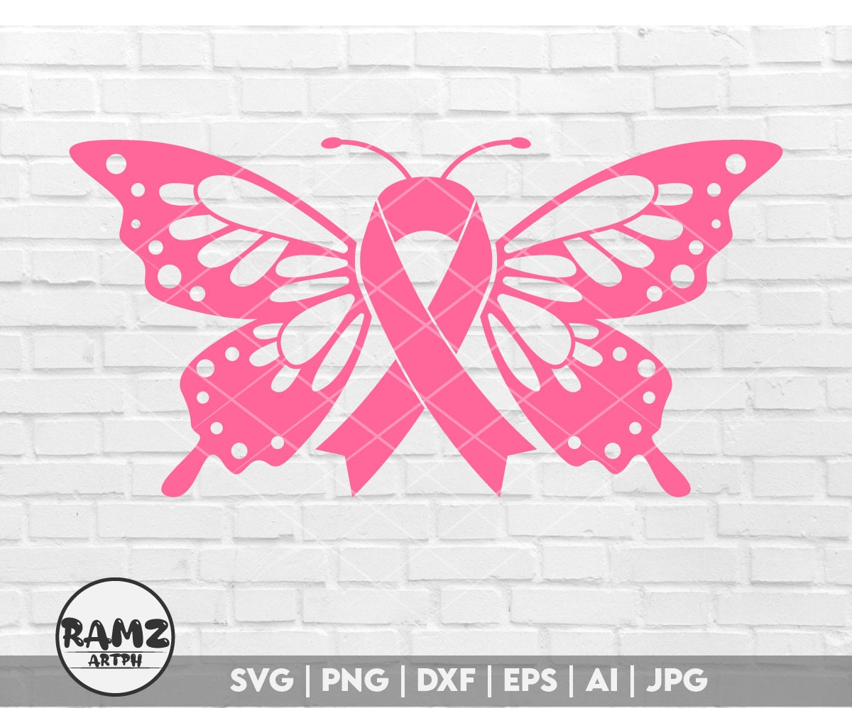 Butterfly Ribbon Svg, Cancer Ribbon SVG, Awareness Ribbon SVG, Breast ...