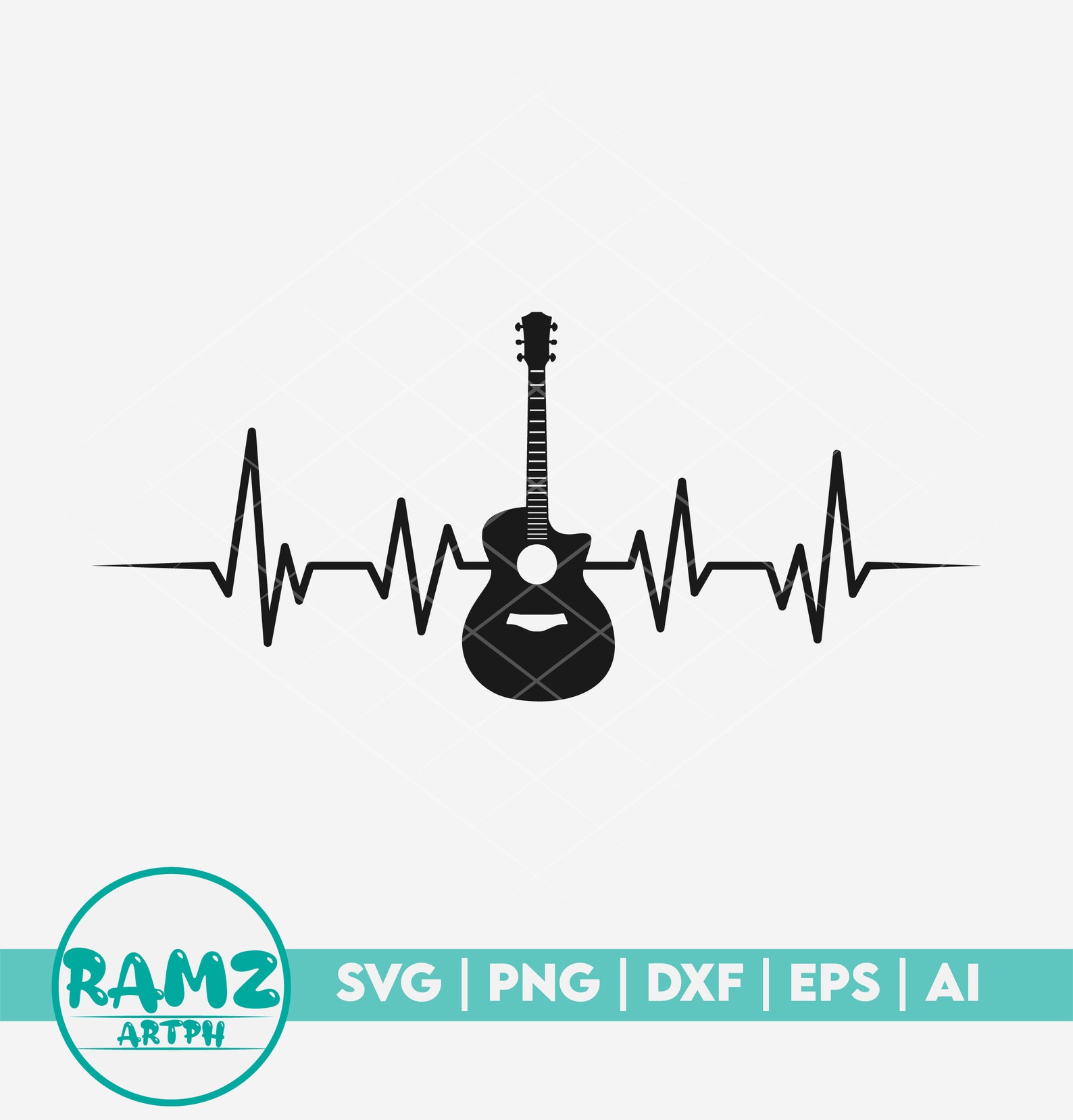 Acoustic Guitar SVG File Heartbeat - Guitar Svg, Acoustic Guitar Svg ...