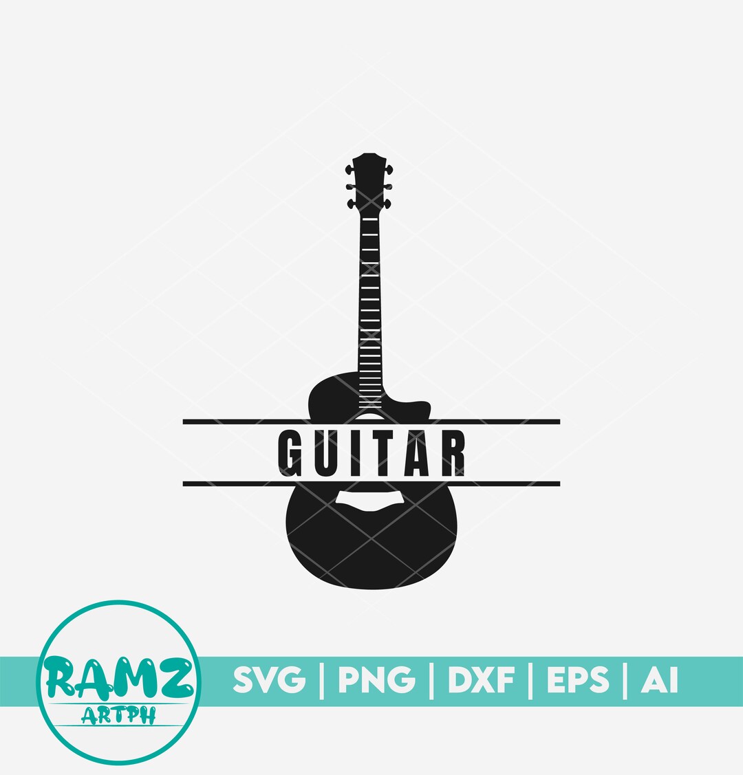 Guitar SVG File Monogram - Guitar Svg, Guitar Silhouette, Acoustic ...