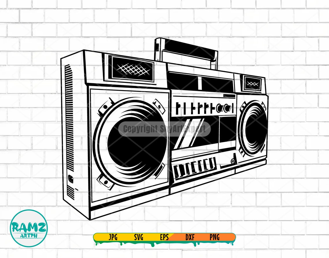 Boombox Radio SVG File, Radio Svg, Old Radio Clipart, Cassette Player ...