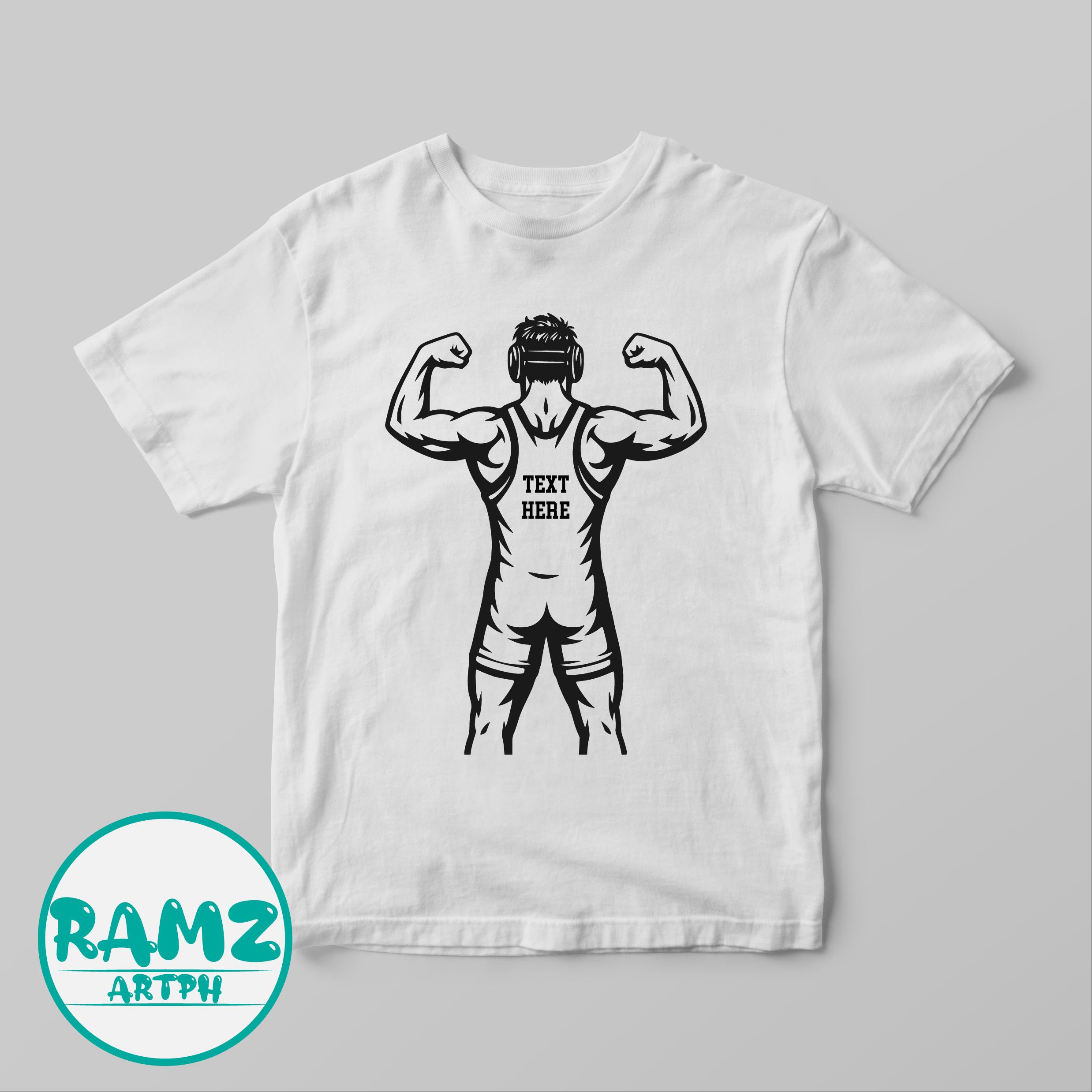 Wrestling SVG Custom Text Design, Strong Wrestler Flexing Pose Vector ...