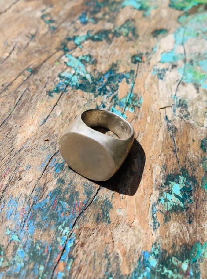 Round Large Domed Ring in Matt Silver. Big Statement Silver Ring. Ring ...