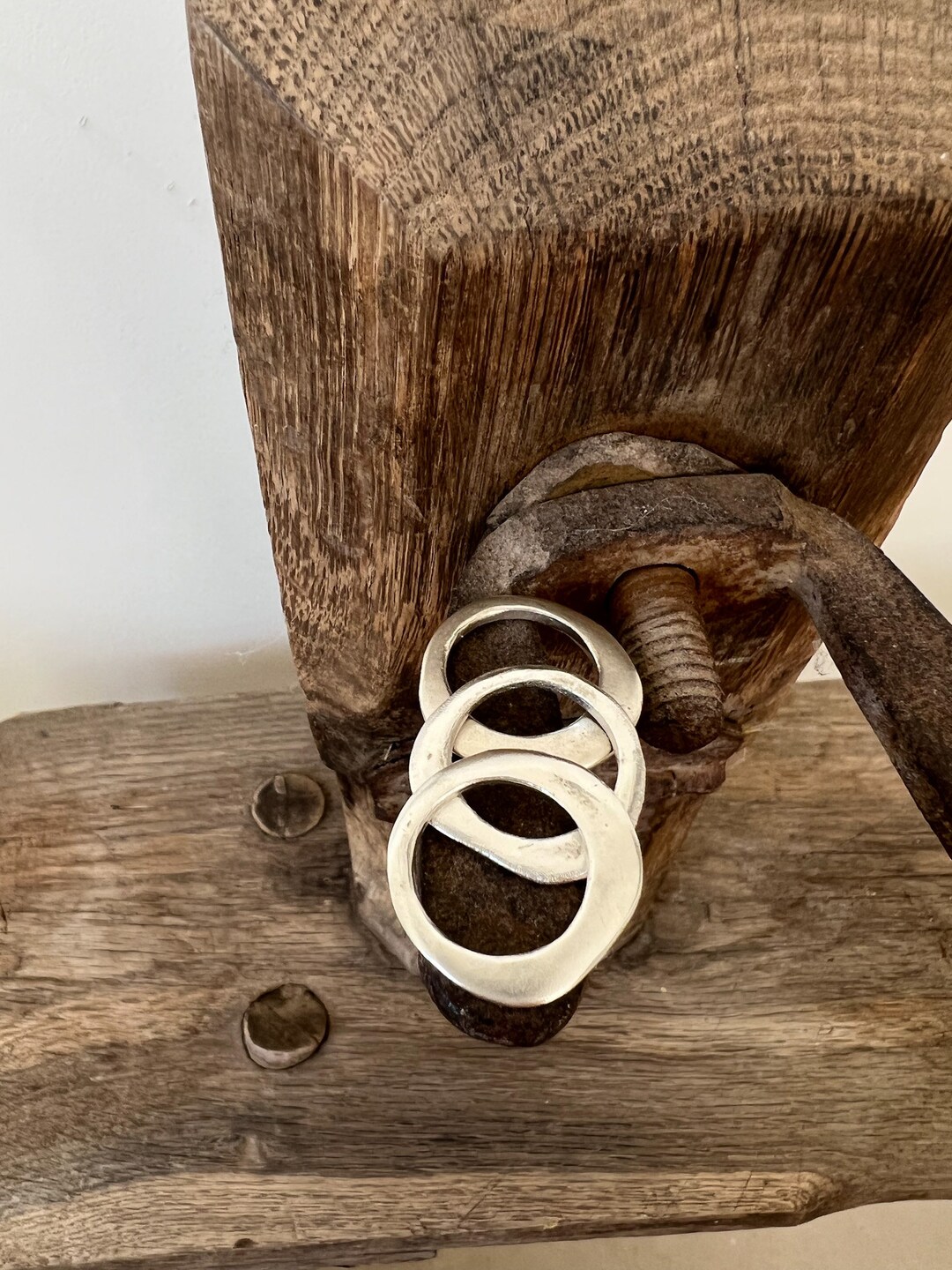 Set of 3 - Minimalist Unique Bar Ring, Rounded Edges Stackable Ring ...