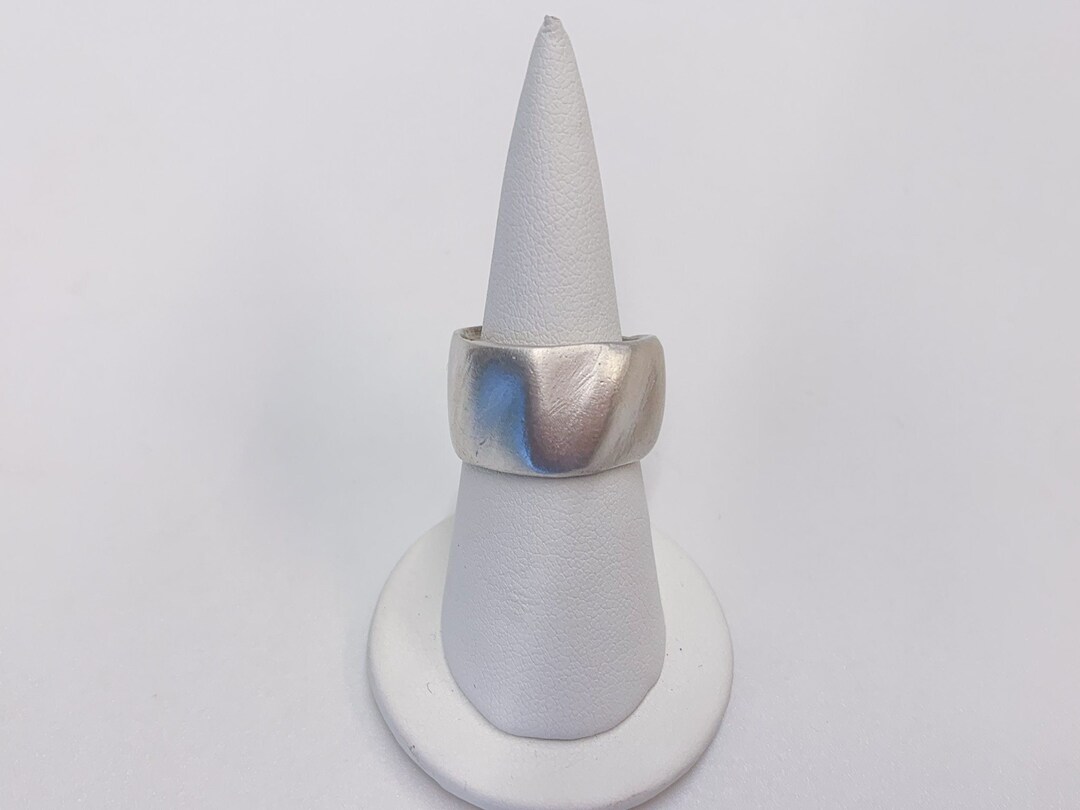 Matt Sterling Silver Ring, Wide Wavy Band, Wavy Wedding Ring, Chunky ...