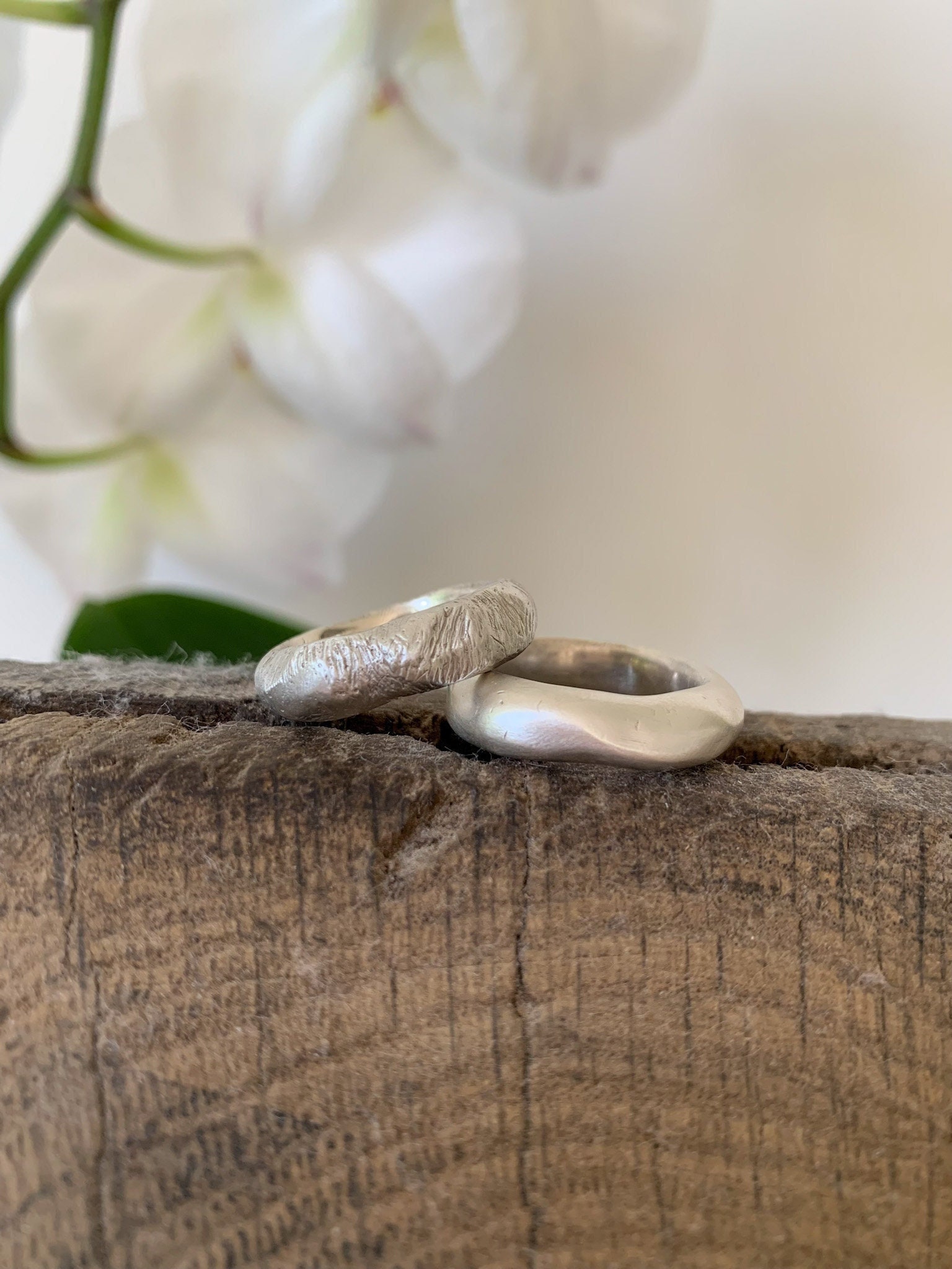 Wavy Chunky Band Ring Set: 925 Silver & 14K Gold - Etsy