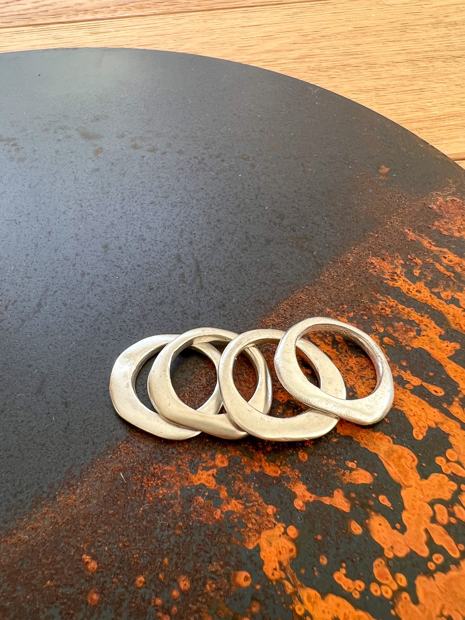 Set of 3 - Minimalist Unique Bar Ring, Rounded Edges Stackable Ring ...
