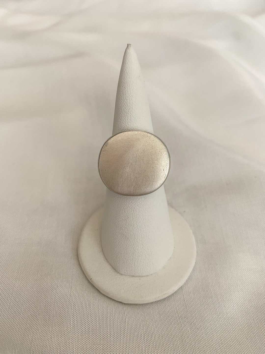 Round Large Domed Ring in Matt Silver. Big Statement Silver Ring. Ring ...