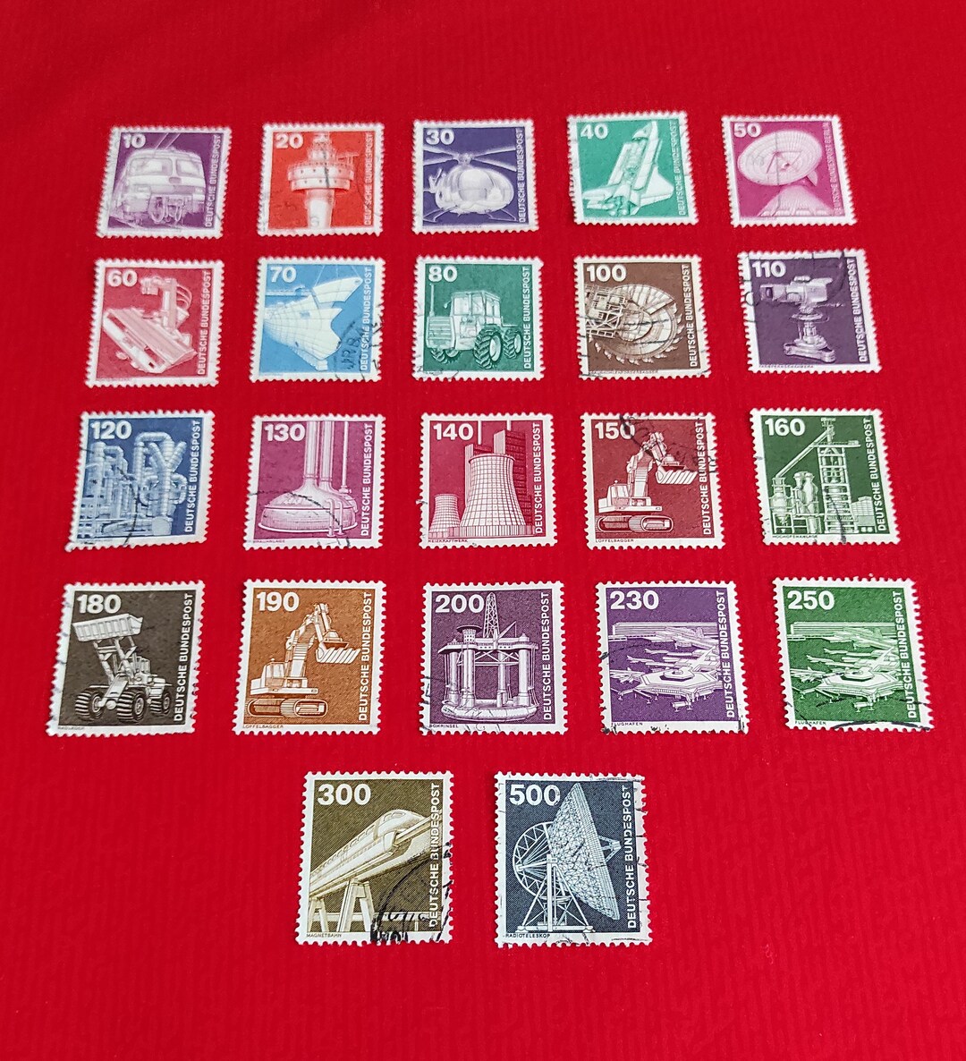 Stamps Germany Lot 22 Values Series Industry Technology 1975-82 ...