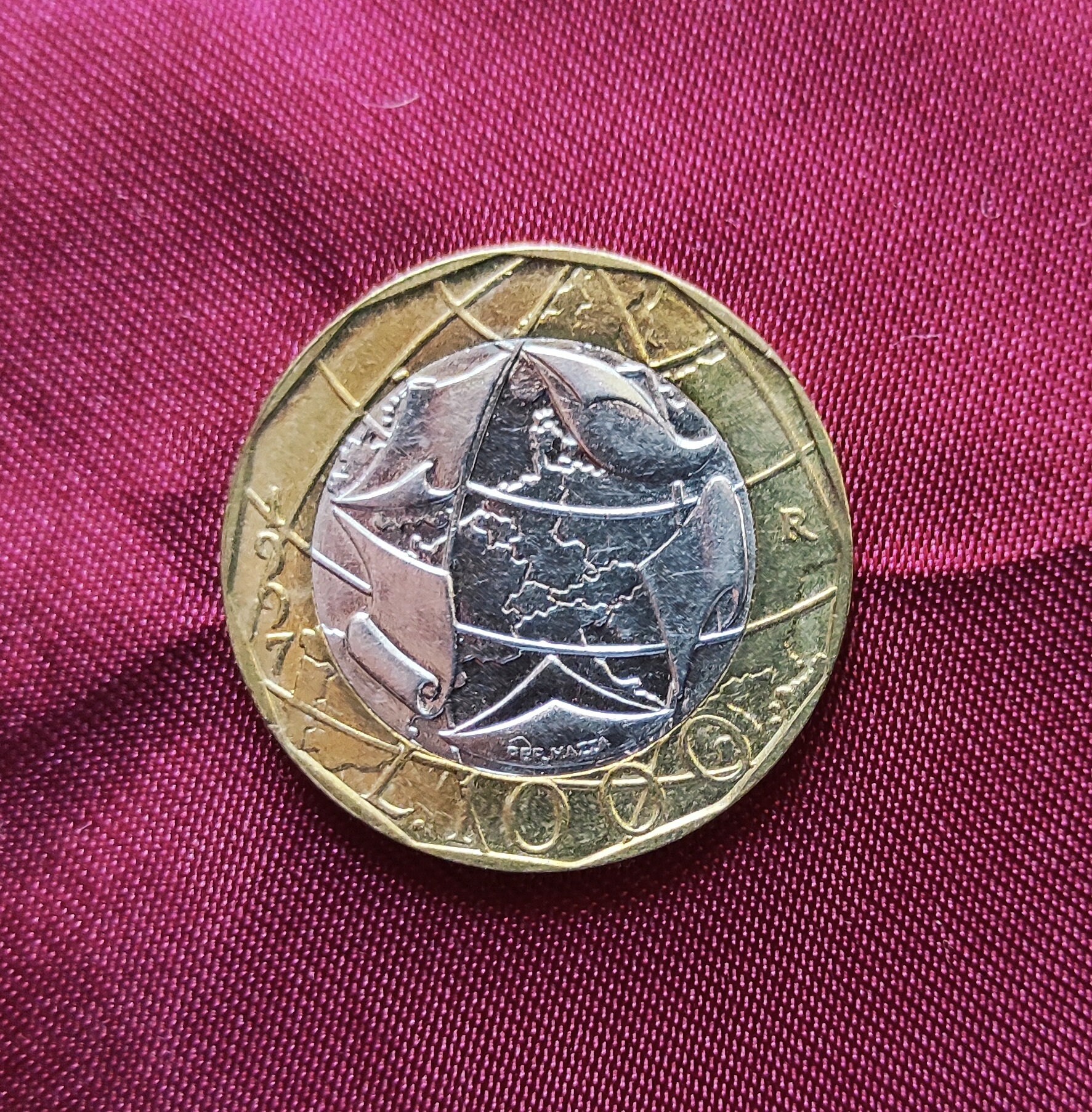 Italian Bimetallic Coin 1000 Lire 1997 Splendida Confini Sbagliati ...