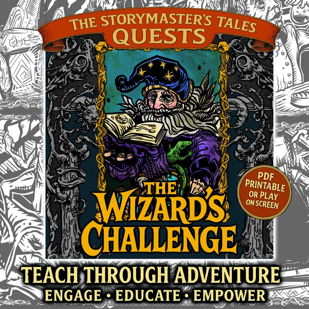 The Wizard’s Challenge | Printable Fantasy Adventure Easy RPG Game for ...