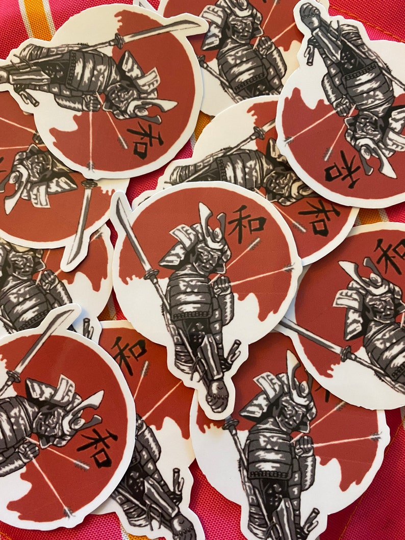 Samurai Warrior Sticker, Waterproof, Vinyl Sticker, Laptop, Locker ...