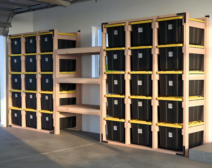 27-gallon Tote Storage Rack Plan (PDF): 3-wide X 5-high Rack, Center ...