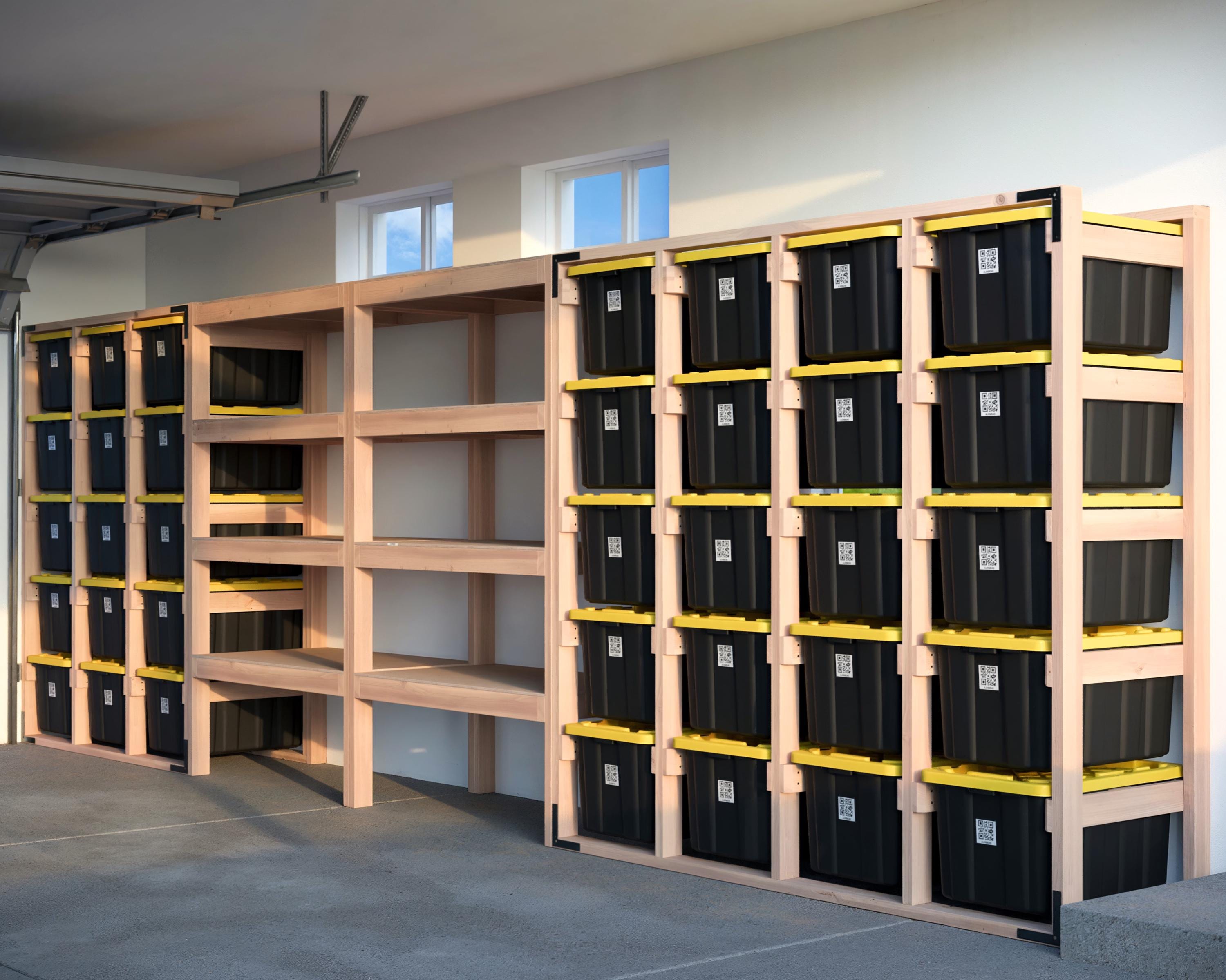 27-gallon Tote Storage Rack Plan (PDF): 3-wide X 5-high Rack, Double ...