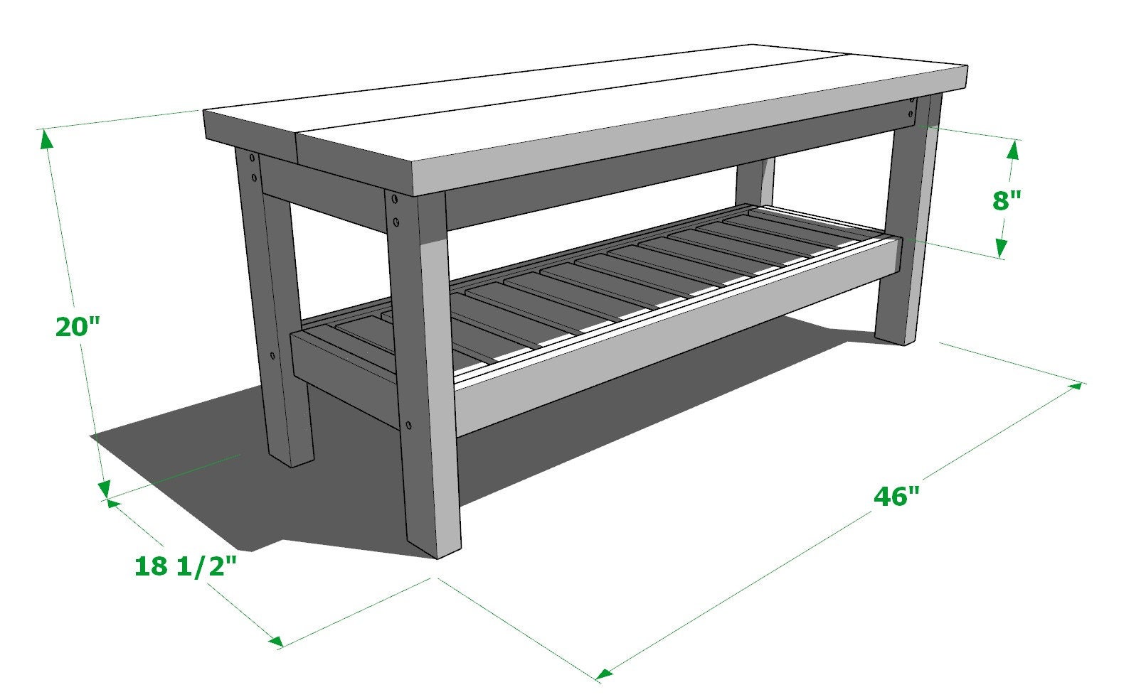Entryway Bench Plan With Shoe Rack, PDF Download - Etsy