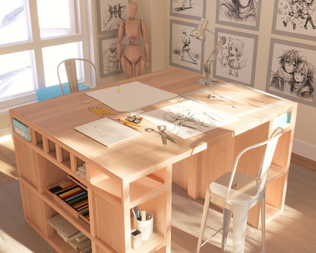 Counter Height Craft Table Plan With Power Strip, PDF Download - Etsy