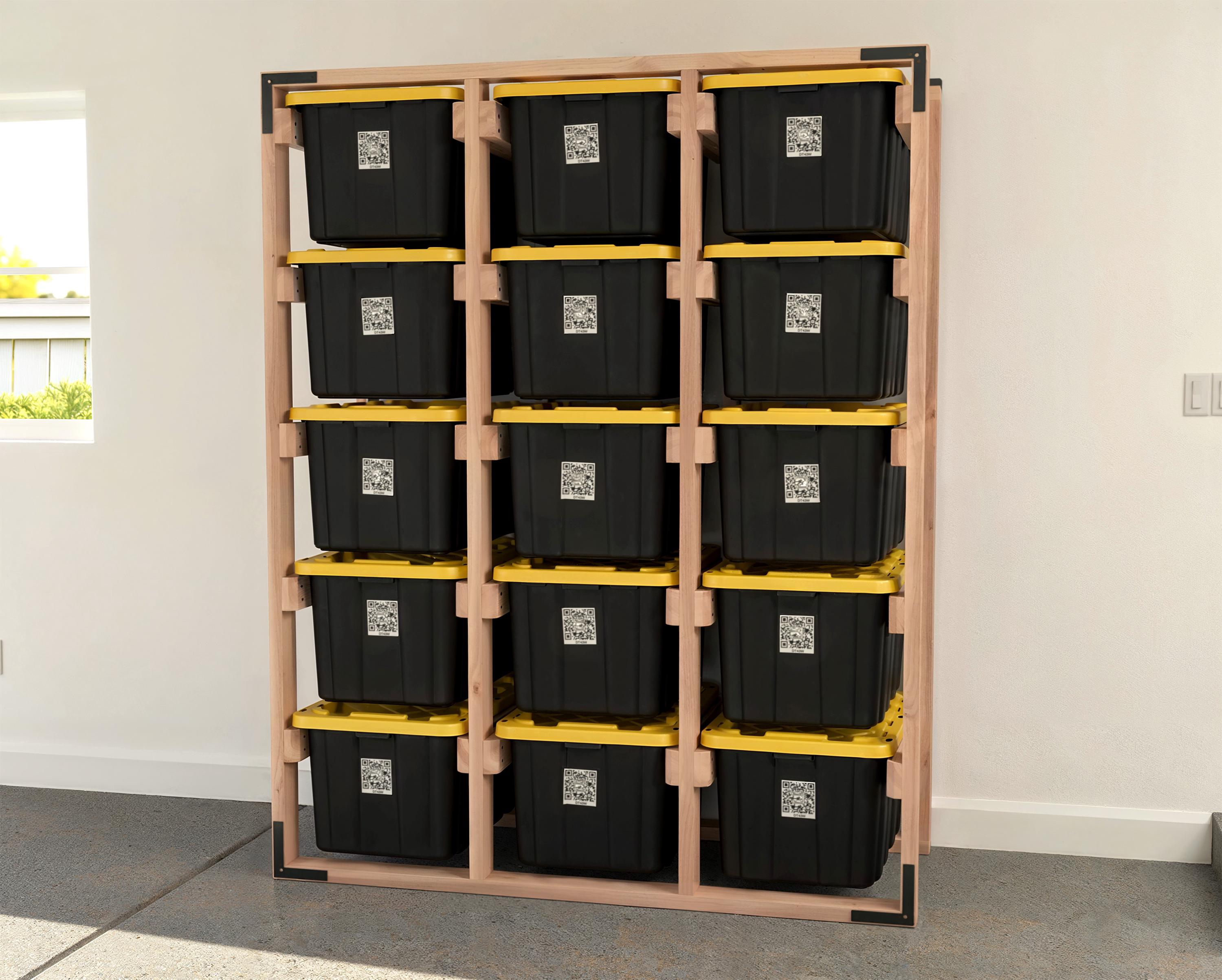 27-gallon Tote Storage Rack Plan (PDF): 3-wide X 5-high Racks (15 Totes ...
