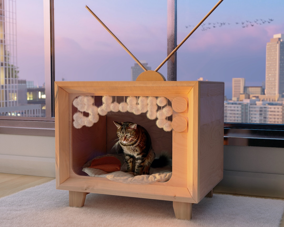 Vintage Television Set Cat House DIY Guide, DIY Cathouse Plan, Indoor ...