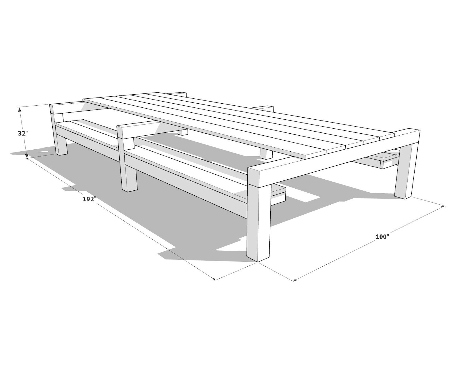 Outdoor Table and Bench Plan 16 Ft, 6x6 Base, PDF Download - Etsy