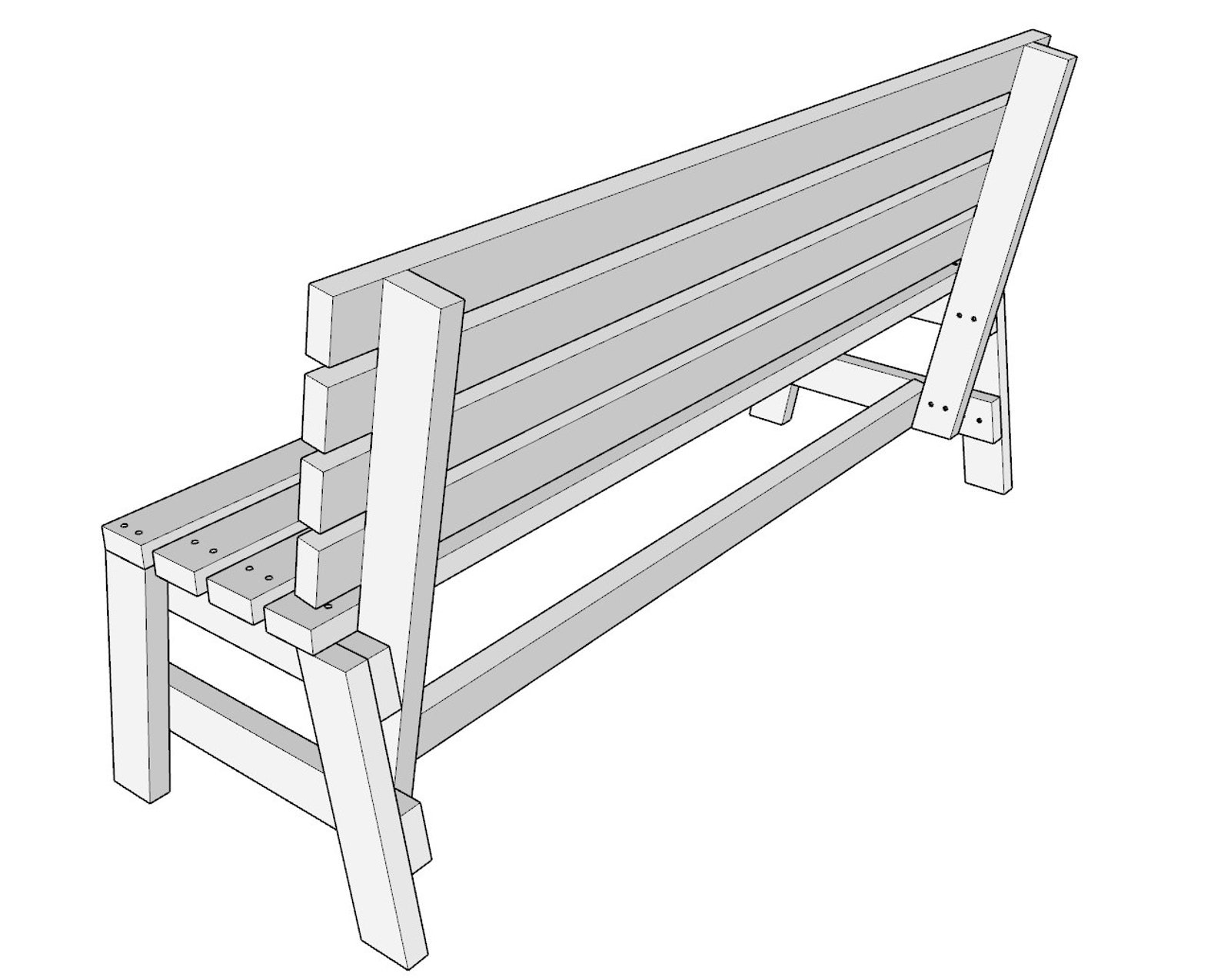 PLANS for Park Bench Plans 6ft Long DIY 2x4 Wood Construction - Etsy