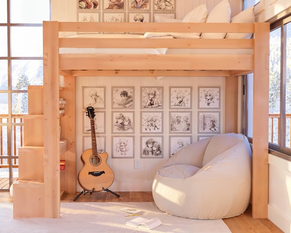 PDF Download DIY Twin Mattress Loft Bed With Stairs Plan Loft Bed Build Guide Step by Step Instructions Storage Bed Plan Loft Bed Etsy