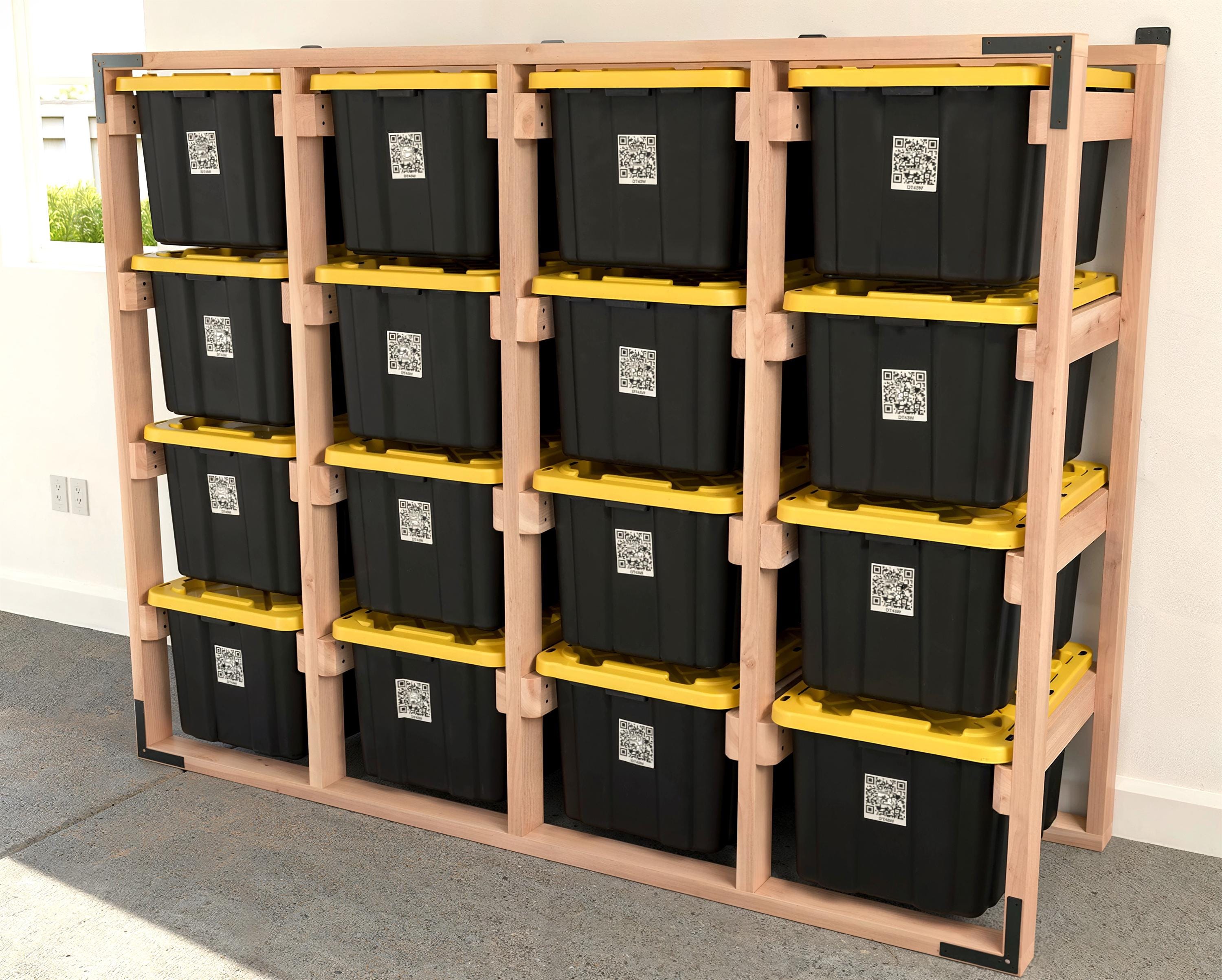 27-gallon Tote Storage Rack Plan (PDF): 4-wide X 4-high Racks (16 Totes ...