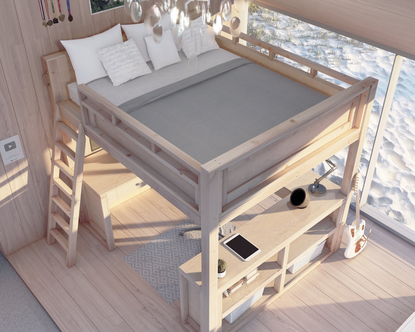 Queen DIY Loft Bed Plan PDF: Step-by-step Guide for a Stylish - Etsy UK