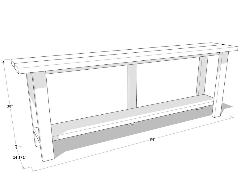 Console Table Plan, Narrow Entry, Lower Shelf, PDF Download - Etsy
