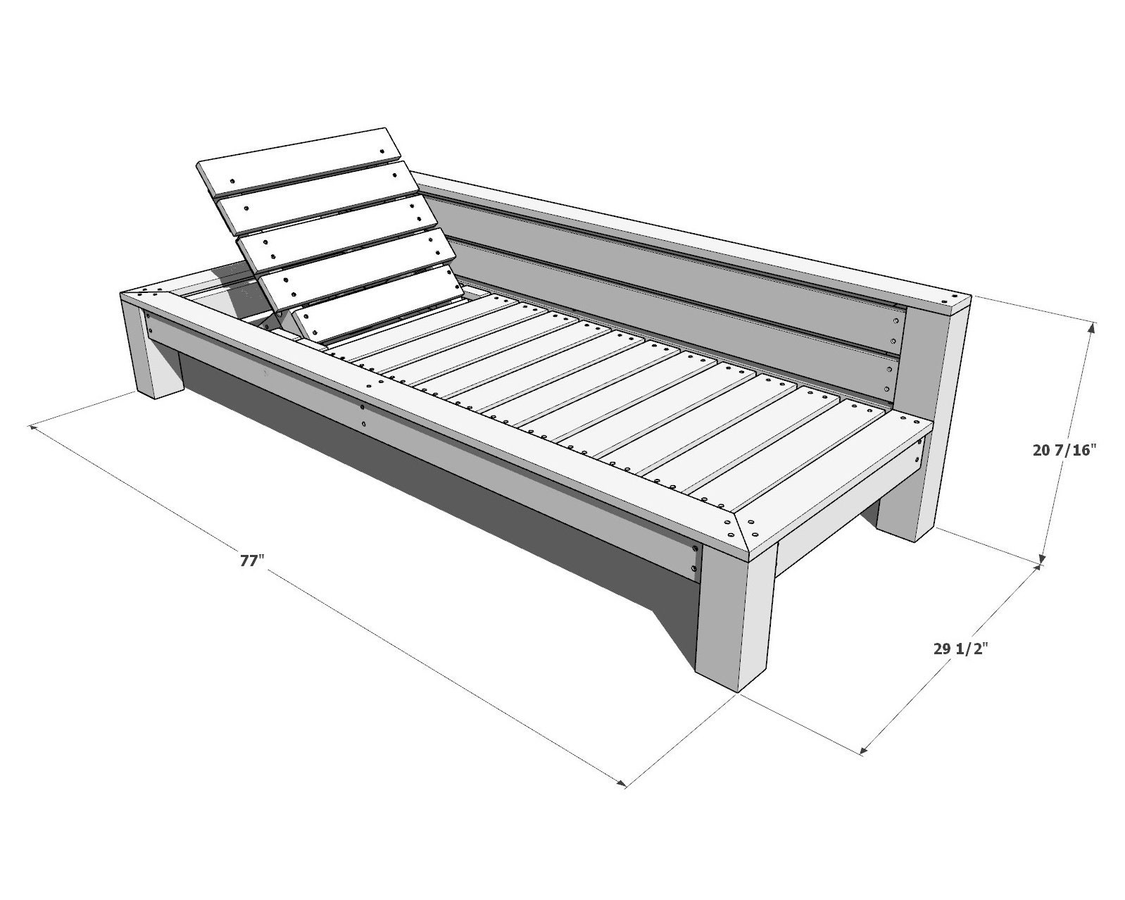 Outdoor Lounge Bed Plan, Adjustable Backrest, PDF Download - Etsy
