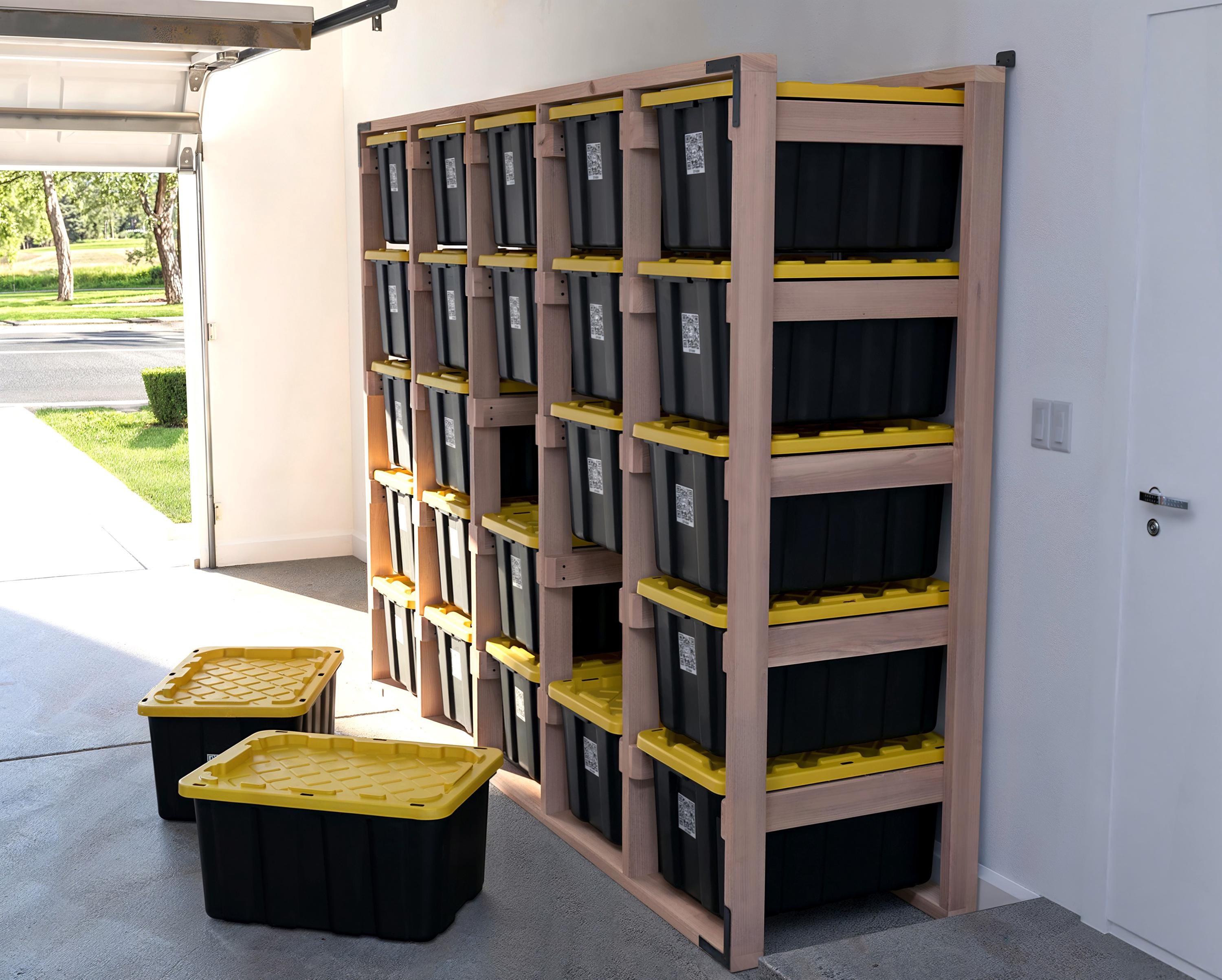 27-gallon Tote Storage Rack Plan (PDF): 5-wide X 5-high Racks (25 Totes ...