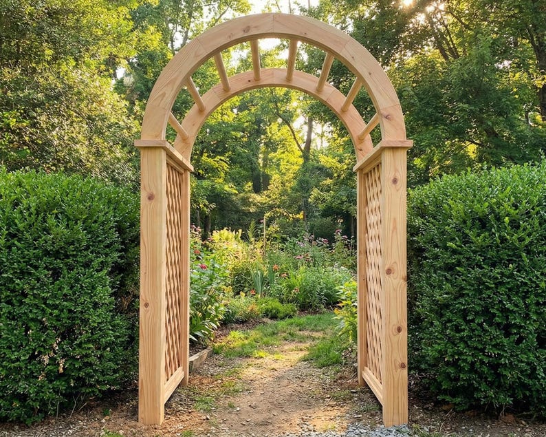 DIY Garden Arbor Plan PDF: Arch Top With Lattice Panels, Step-by-step ...