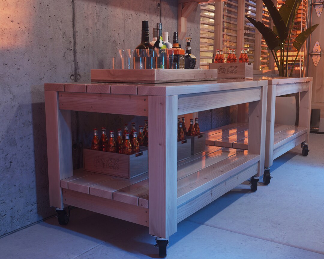 Rolling Bar Cart Plan, Beverage Serving Station, PDF Download - Etsy