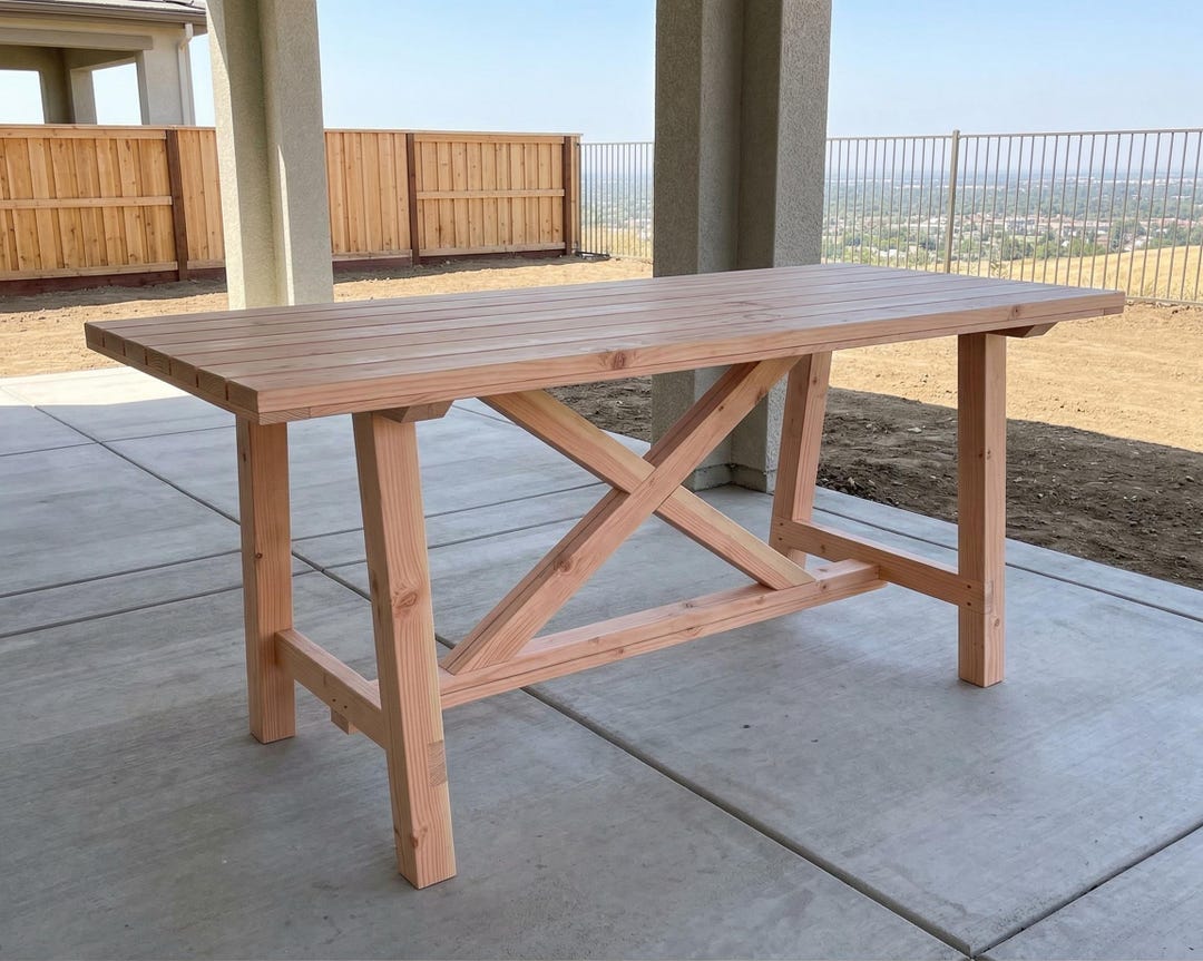 DIY Outdoor Bar Height Table Plan PDF: Farmhouse X-brace, Seats 8 - Etsy