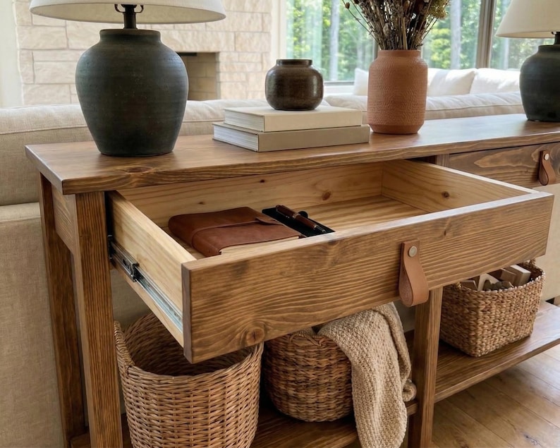 DIY Console Table With Drawers Plan PDF: Narrow, Behind Sofa and ...