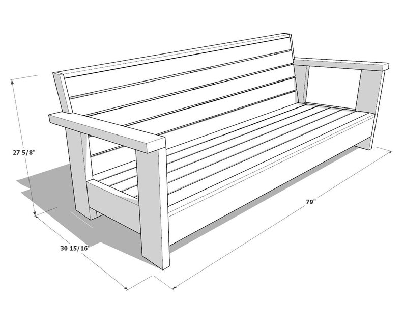 Patio Bench Plan 3-seater With Backrest, PDF Download - Etsy