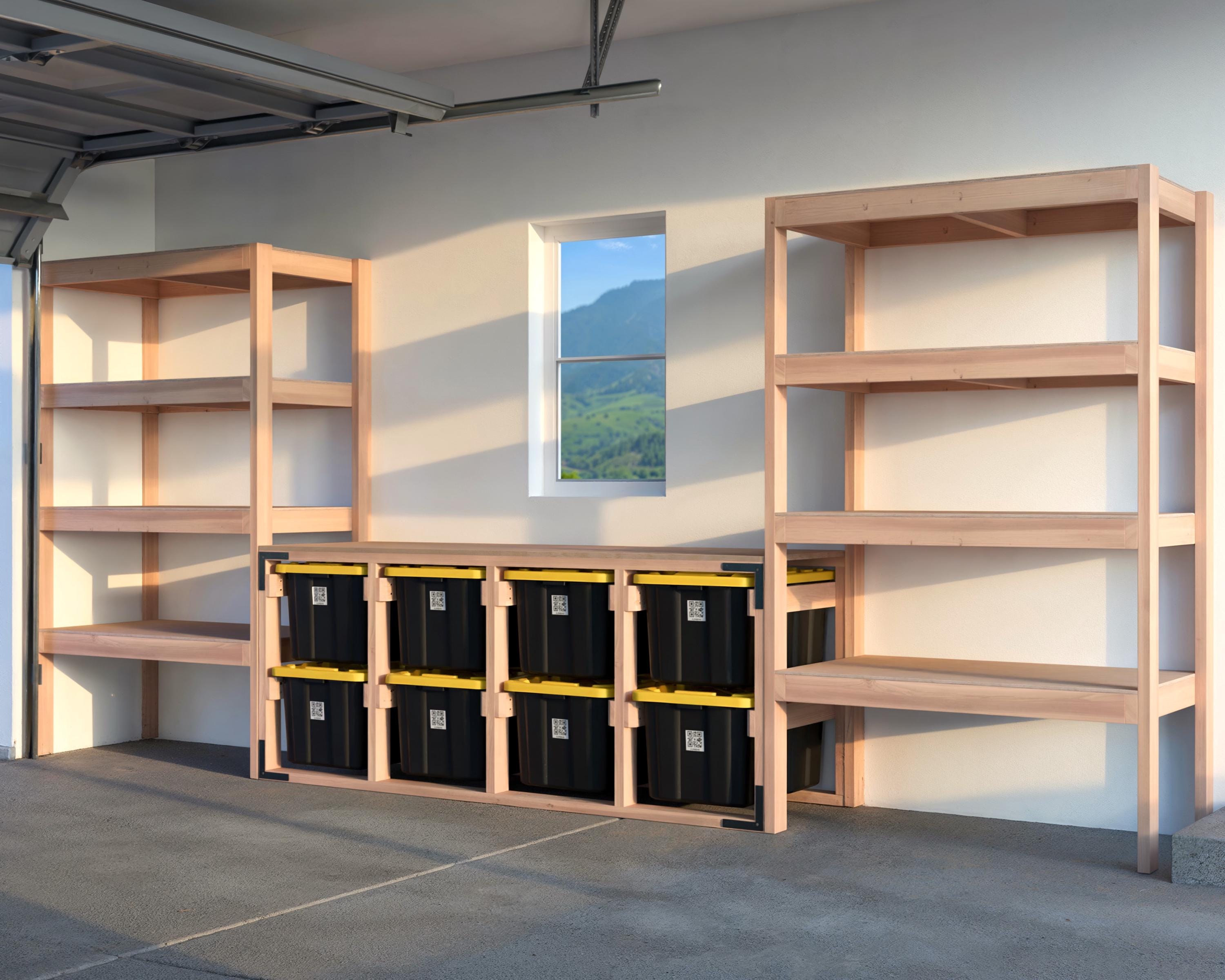 27-gallon Tote Storage Rack Plan (PDF): Double Shelf, Center 4-wide X 2 ...