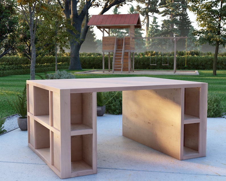 Craft Table Plan, Double-sided With Storage Cubbies, PDF Download - Etsy