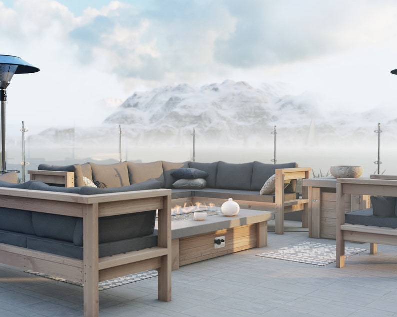 DIY Outdoor Gas Fire Pit Plan Featuring Cement Slab and - Etsy Canada