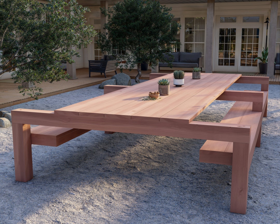 Outdoor Table and Bench Plan 16 Ft, 6x6 Base, PDF Download - Etsy
