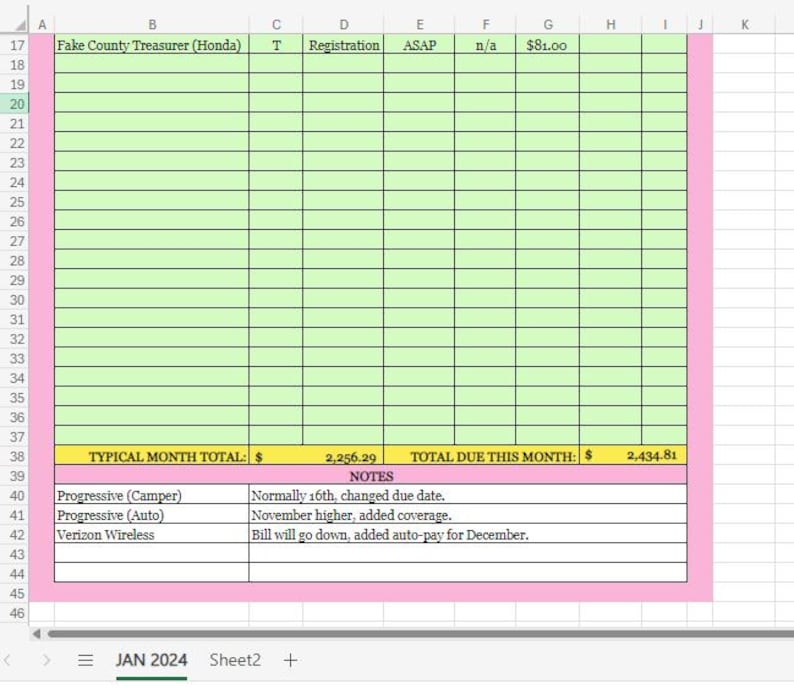 Monthly Bill Tracker Template, Printable Bill Tracking, Fillable Excel ...
