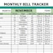 Monthly Bill Tracker Template, Printable Bill Tracking, Fillable Excel ...