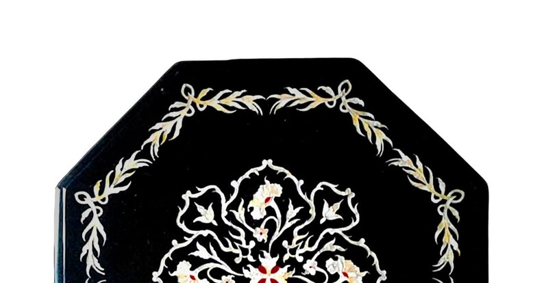 Luxurious Tebil Top in Black With Intricate Inlay Marble Unique ...