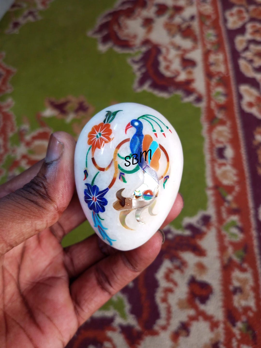 Marble Egg Inlay Home Decor Sculpture, Marble Easter Egg Decor, Unique ...